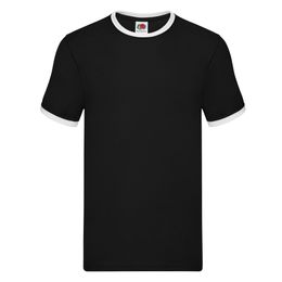 Fruit of the Loom - "Ringer" T-Shirt f&uuml;r Herren (Schwarz/Wei&szlig;)