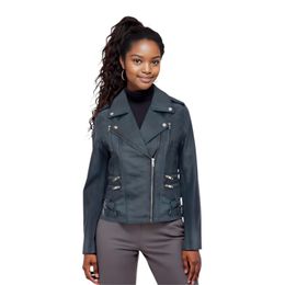 Damen Leder Blaugr&uuml;n Brando Bikerjacke-Constantia