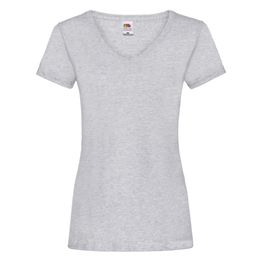 Fruit of the Loom - "Valueweight" T-Shirt Tiefer V-Ausschnitt f&uuml;r Damen (Grau meliert)