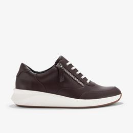 Clarks Un Rio Zip Burgundy Leder Sneakers
