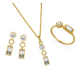 Orphelia 'Madelyn' Damen 925 Sterlingsilber Set: Halskette + Ohrringe + Ring - Gold SET-7583/G