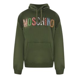 Moschino - Kapuzenpullover In Gr&uuml;n Mit Mehrfarbiger Logo-stickerei