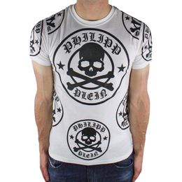 Philipp Plein - Wei&szlig;es T-Shirt mit Pflaumen- und Logo-Design
