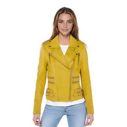 Damen Leder Gelb Brando Bikerjacke-Constantia