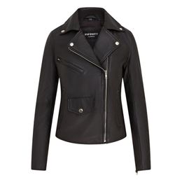 Schwarze klassische Brando-Biker-Lederjacke f&uuml;r Damen &ndash; Broome