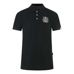 Aquascutum - Poloshirt f&uuml;r Herren/Damen Unisex, &Auml;rmel mit Markenschriftzug (Schwarz)