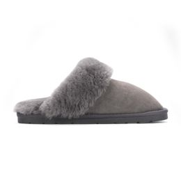 Damen-Winterpantoffeln aus echtem Schaffell, grau, Wildleder &ndash; Luna