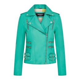 Damen Leder Aqua Blau Brando Bikerjacke-Loddon