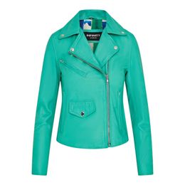 Aquablaue klassische Brando-Biker-Lederjacke f&uuml;r Damen &ndash; Broome