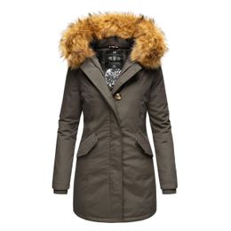 Marikoo Damen Winter Parka mit abnehmbarem Kunstfellkragen & Kapuze