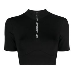 Off-White - Crop-t-shirt Mit Rei&szlig;verschluss Und Logo In Schwarz