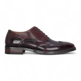 Justin Reess Herren-Brogue-Schuhe aus Lackleder in Weinrot - Harry