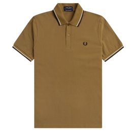 Fred Perry - Braunes Poloshirt Mit Doppelstreifenkragen
