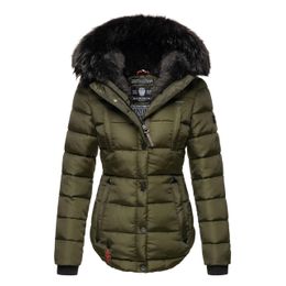 Marikoo Damen Winterjacke Lotusbl&uuml;te mit Teddy-Innenfutter & Kunstfellkragen