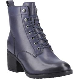 Hush Puppies Harriet Leder Damen Navy Absatz Stiefeletten