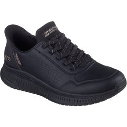 Skechers BOBS Squad 4 Schl&uuml;ssel-Look Damen schwarze Sneakers