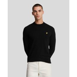 Lyle & Scott W155 Lammwollmix Rundhalspullover in Schwarz