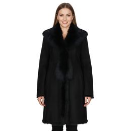 Schwarzer Damen-Trenchcoat aus toskanischem Schafveloursleder &ndash; Celeste