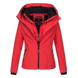 Marikoo Damen &Uuml;bergangsjacke Erdbeere mit Doppelkragen & Fleece-Innenfutter