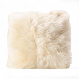 Echtes Schaffell, Beige, 40 x 40 cm, einseitiges Kissen aus echter Wolle