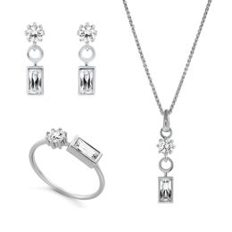 Orphelia 'Madelyn' Damen 925 Sterling Silber Set: Halskette + Ohrringe + Ring - Silber SET-7583