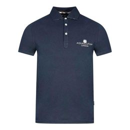Aquascutum - "London" Poloshirt f&uuml;r Herren/Damen Unisex, Logo (Marine)