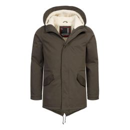 Alessandro Salvarini Herren Winterparka mit Teddyfell und Kapuze