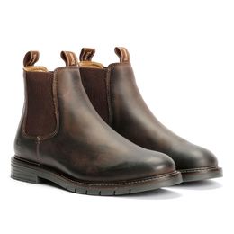 Tower London Hafen Leder Herren Dunkelbraune Chelsea-Stiefel