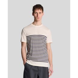 Lyle & Scott Herren Lyle And Scott Leinenmischung Breton-Streifen T-Shirt in Wei&szlig;