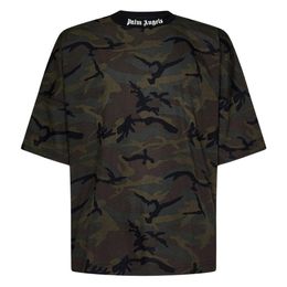 Palm Angels - Oversize-t-shirt Mit Klassischem Camo-logo Im Milit&auml;rstil