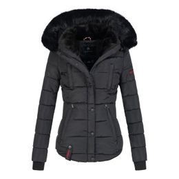 Marikoo Damen Winterjacke Lotusbl&uuml;te mit Teddy-Innenfutter & Kunstfellkragen