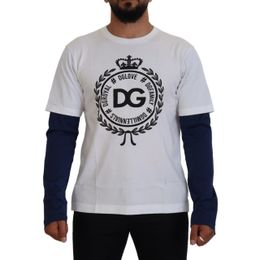 Dolce & Gabbana Dg Crest T-Shirt Wei&szlig; Langarm