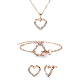 Locked Heart Lovett zwei Sets - Ros&eacute;gold und Kristall