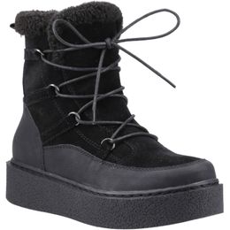 Hush Puppies Bronte Wildleder Damen Schwarz Winter Stiefeletten bis zur Knieh&ouml;he