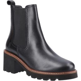 Hush Puppies Gaia Damen Schwarze Leder Stiefeletten mit Absatz