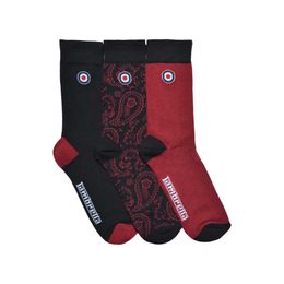 Lambretta - Socken f&uuml;r Herren(3er-Pack) (Schwarz/Burgunderrot)