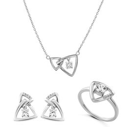 Orphelia 'Santorini' Damen 925 Sterling Silber Set: Halskette + Ohrringe + Ring - Silber SET-7570