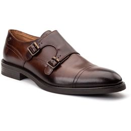 Base London Taper Leder Herren Braune Doppel-Monk-Schuhe