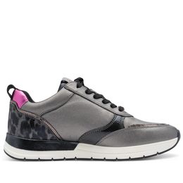 Tamaris Damen Pewter Silver Pink Fashion Schn&uuml;r-Sneaker mit Rei&szlig;verschluss