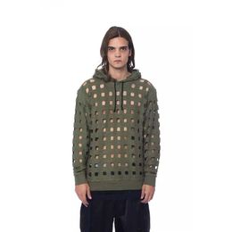 Ausschnitt Strick-Hoodie Milit&auml;rgr&uuml;n