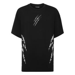 Plein Sport Cotton Round Neck T-Shirt Body Lines