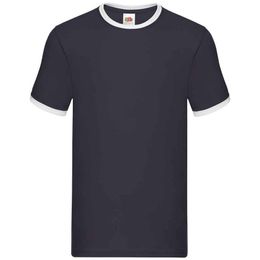 Fruit of the Loom - "Ringer" T-Shirt f&uuml;r Herren (Marineblau/Wei&szlig;)