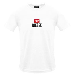 Diesel - T-shirt Mit Kleinem New-d-logo In Leuchtendem Wei&szlig;