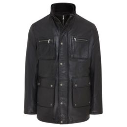 Herren Schwarze Leder Milit&auml;rjacke Outwear Mantel - Field
