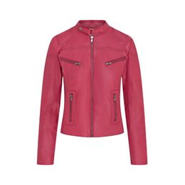 Rosa Slim-Fit Bikerjacke aus Leder f&uuml;r Damen &ndash; Maldon