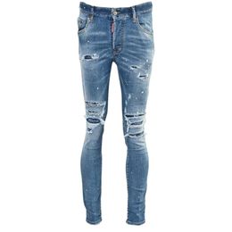 Dsquared2 Super Twinky Jean Paint Splash verst&auml;rkte zerrissene blaue Jeans