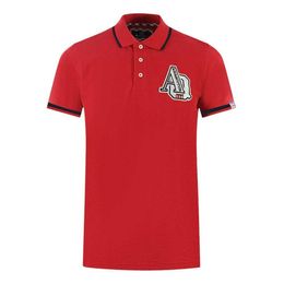 Aquascutum Unisex Erwachsenen AQ 1851 Besticktes Polo-Shirt mit Kontrastkragen (Rot)