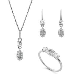 Orphelia 'Lily' Damen 925 Sterling Silber Set: Halskette + Ohrringe + Ring - Silber SET-7582