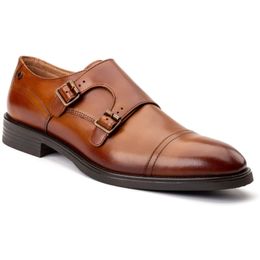 Base London Taper Leder Herren Tan Doppel-Monk-Schuhe