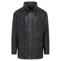 Herren Parka aus weichem italienischem Leder, schwarz-braun, Winnipeg